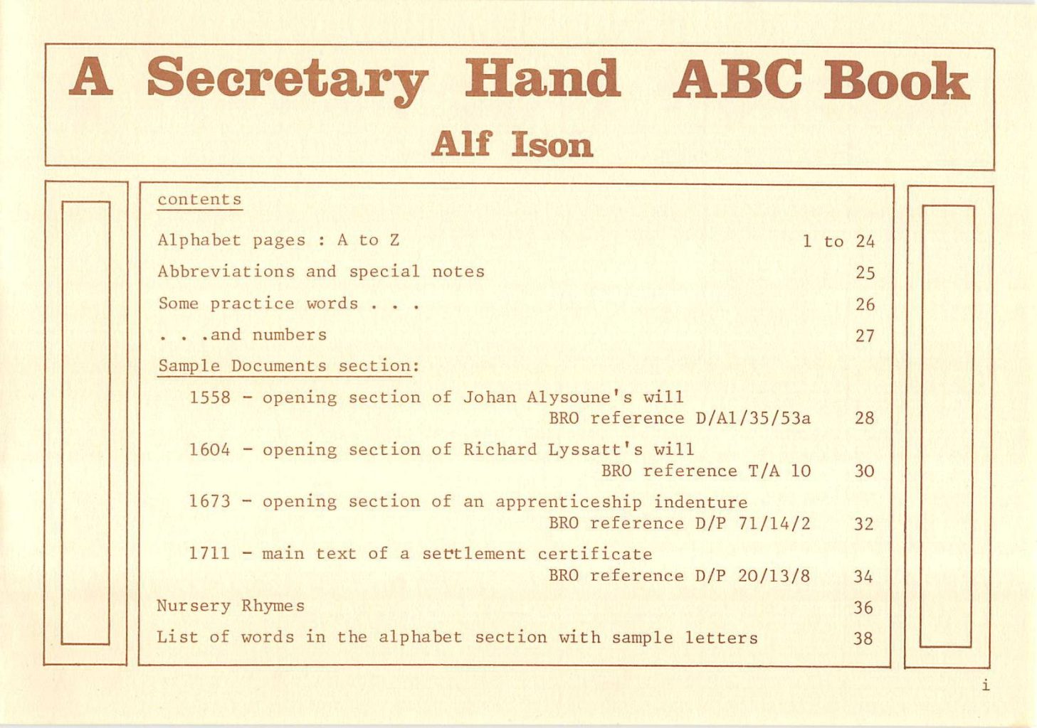 A Secretary Hand, an ABC Book - Berkshire Family History Society