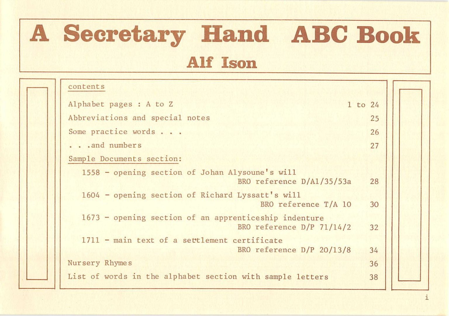 A Secretary Hand, an ABC Book - Berkshire Family History Society