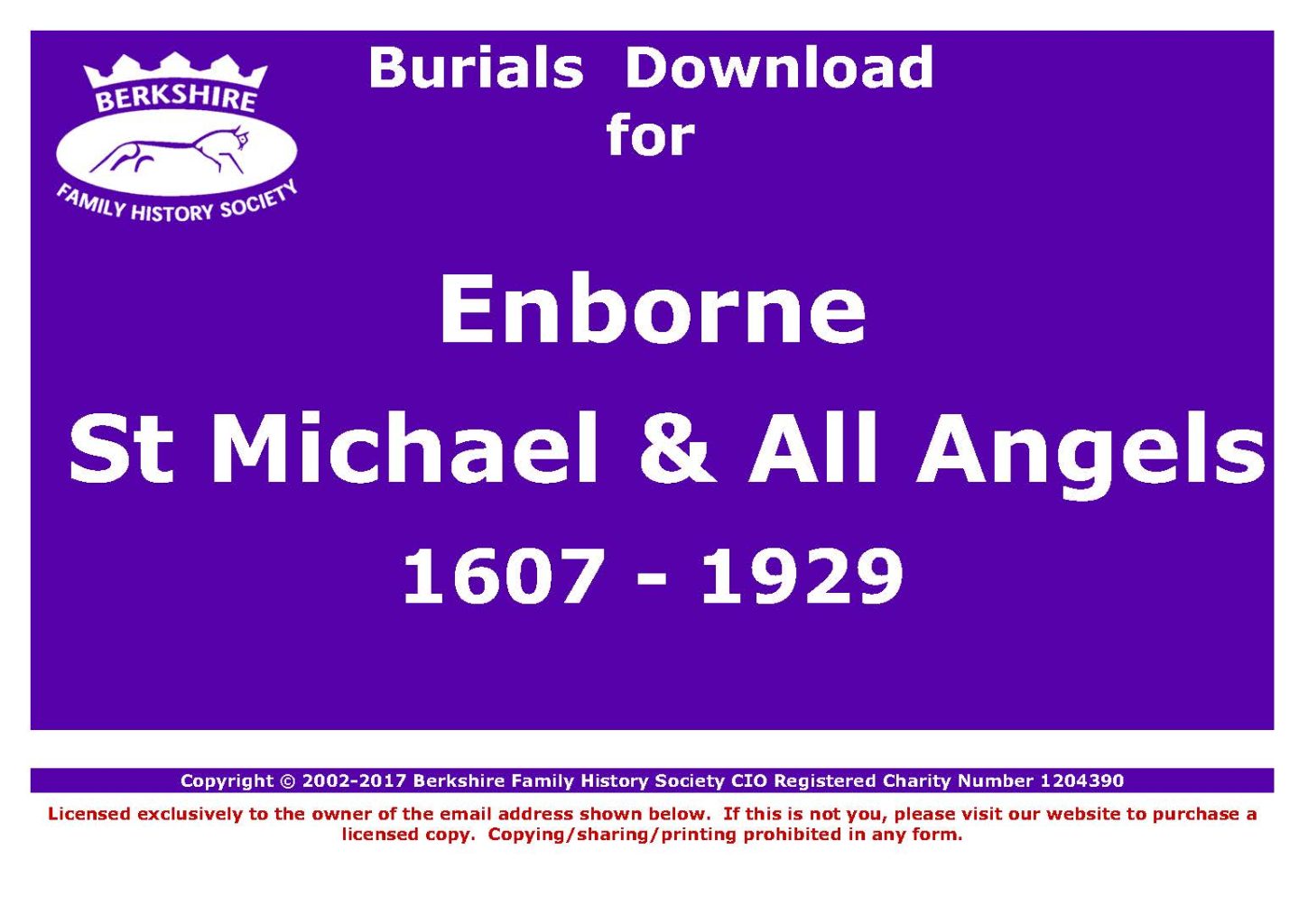 Enborne St Michael & All Angels Burials 1607-1929 (Download) D1085 ...