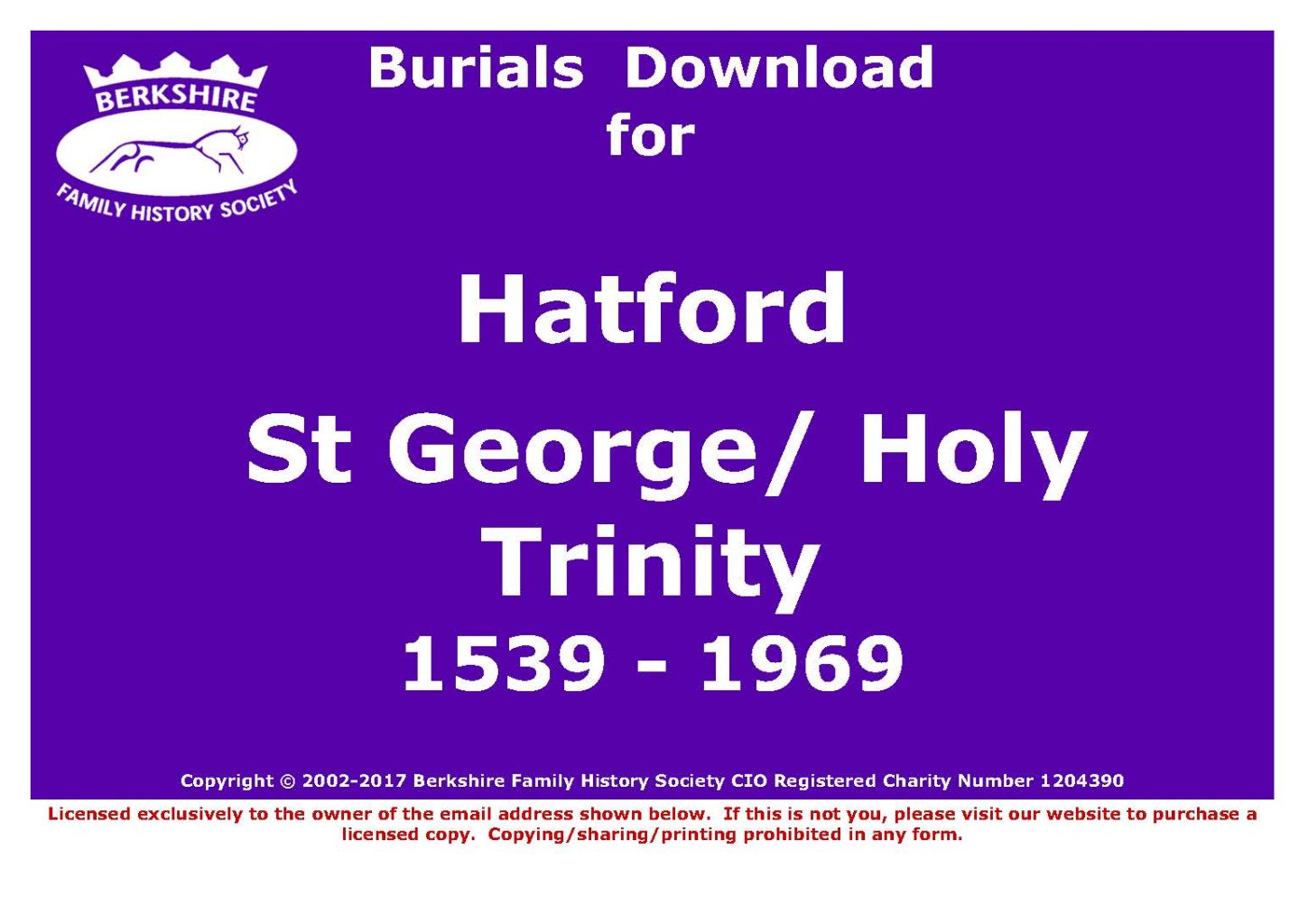 Hatford St George Burials 1539-1969 (Download) D1105 - Berkshire Family ...
