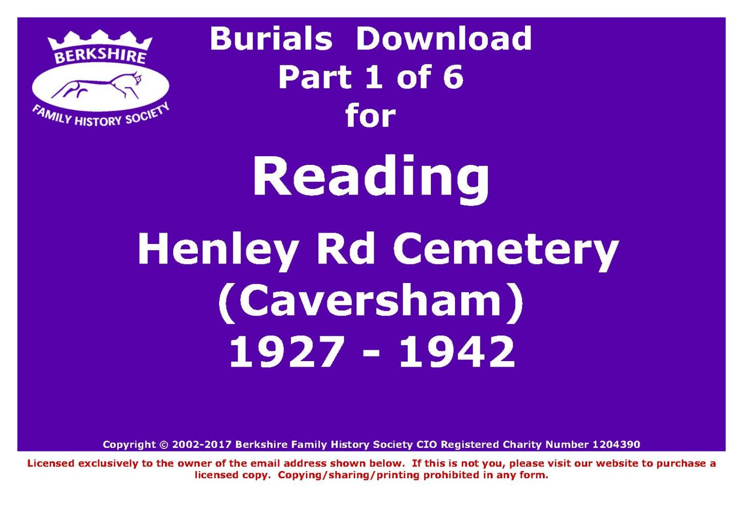 Reading Henley Road Cemetery (Caversham) Burials 1927-1942 (Download ...