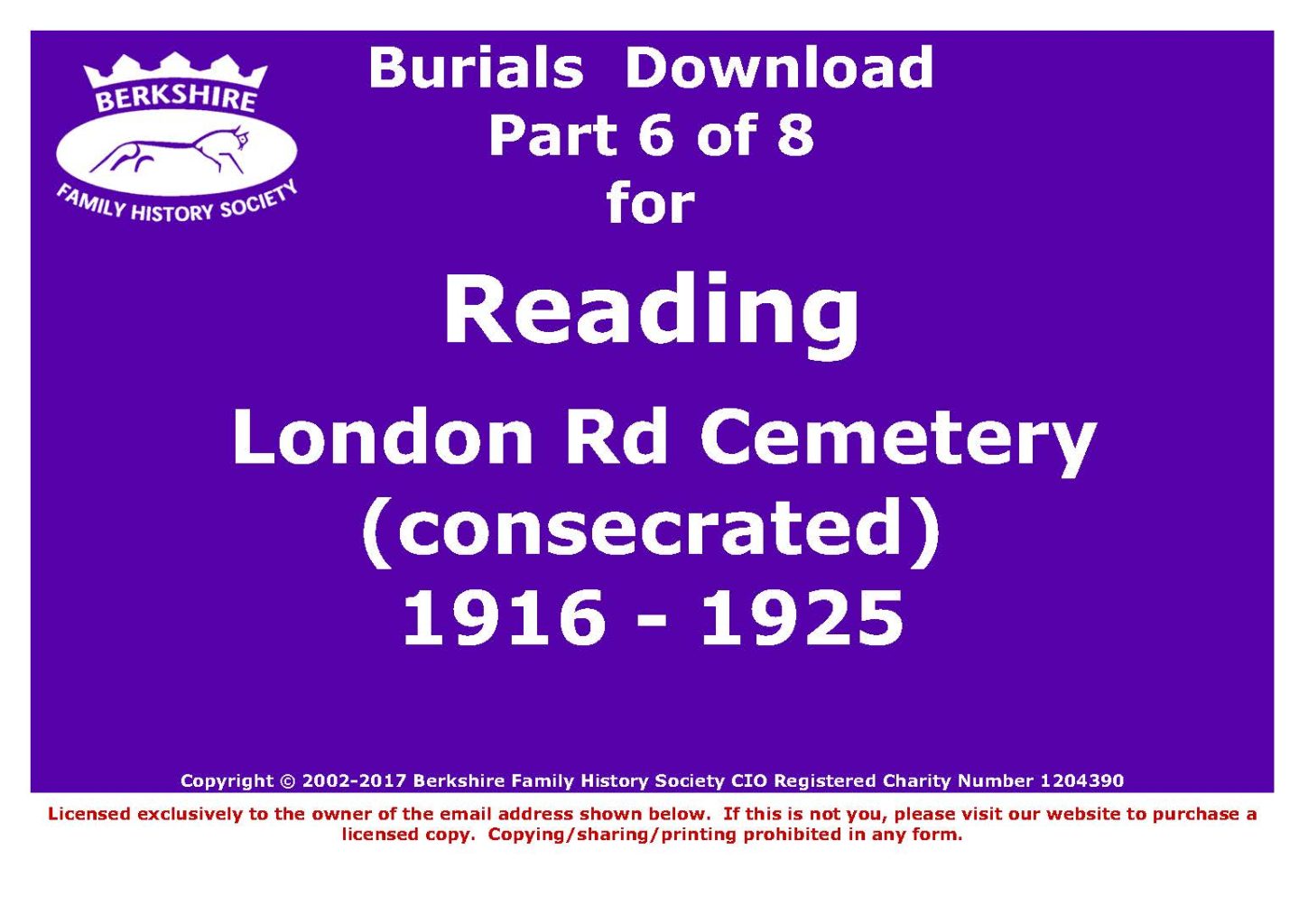 Reading London Road Cemetery (consecrated) Burials 1916-1925 (Download ...