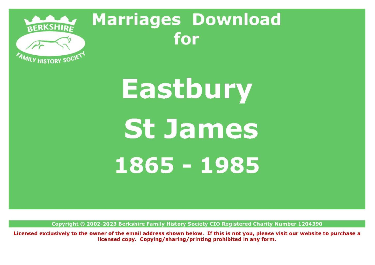 Eastbury St James Marriages (Download) D1846 - Berkshire Family History ...