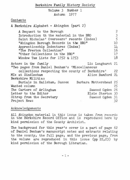September 1977 – Berkshire Family History Society